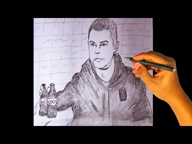 Cristiano Ronaldo Coca Cola | Pencil Drawing || Cristiano Ronaldo ...