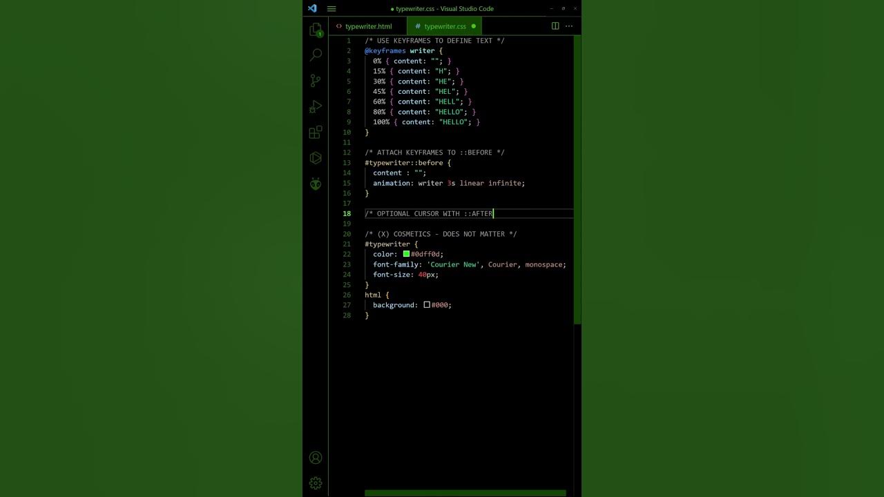 Typewriter Effect In HTML CSS (No Javascript) | Open Video