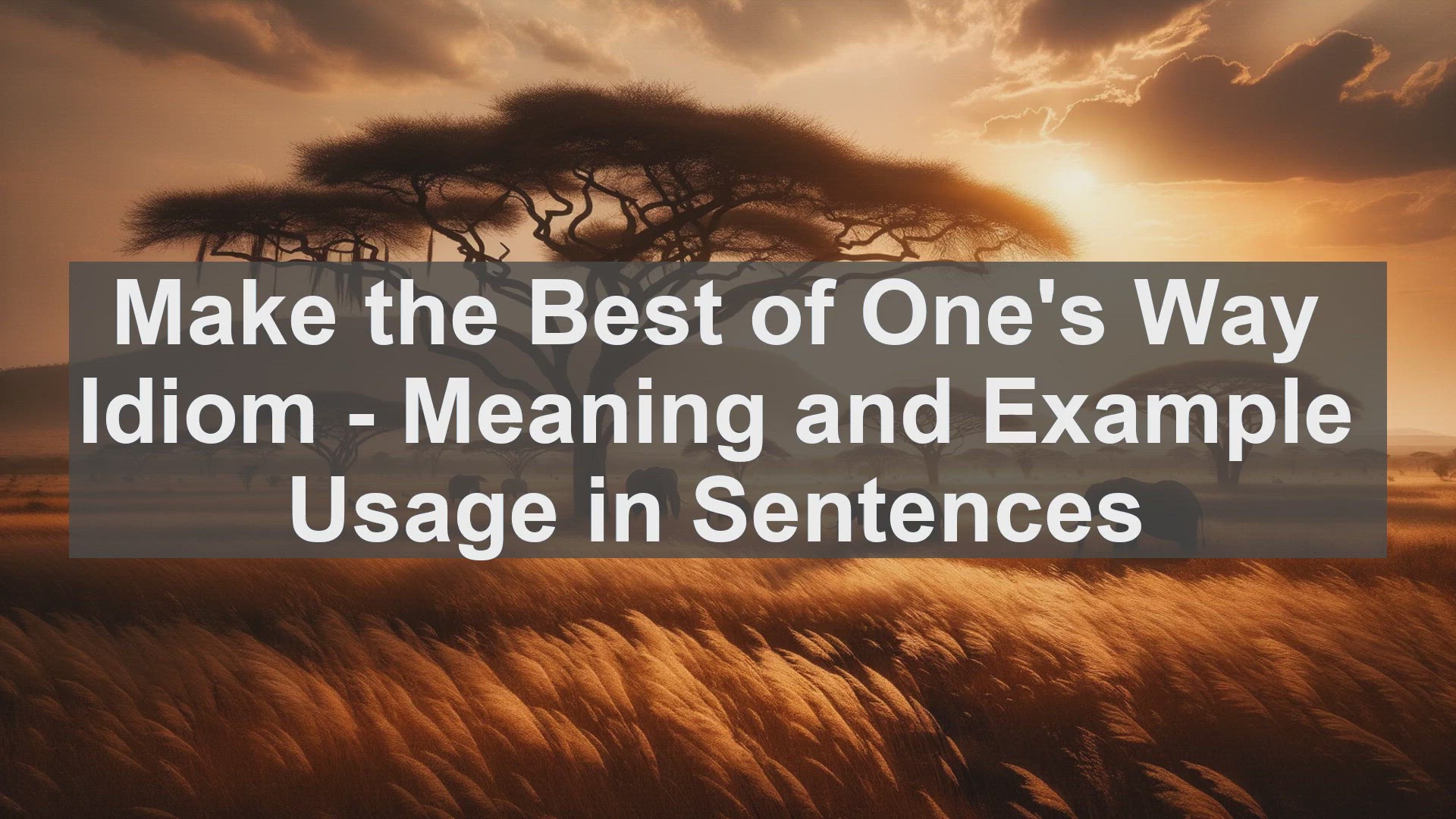 "Make the Best of One's Way" Idi... | Open Video