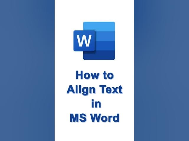 How to Align Text in MS Word #shorts #msword | Open Video