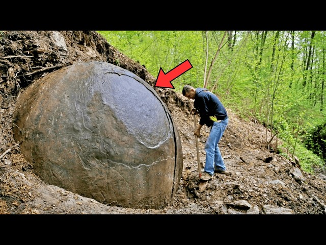 Excavator Cracks Open Rock, Realizes His Mis... | Open Video