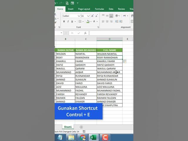 SHORTCUT MENGGABUNGKAN NAMA DEPAN DAN NAMA BELAKANG DI EXCEL | Open Video