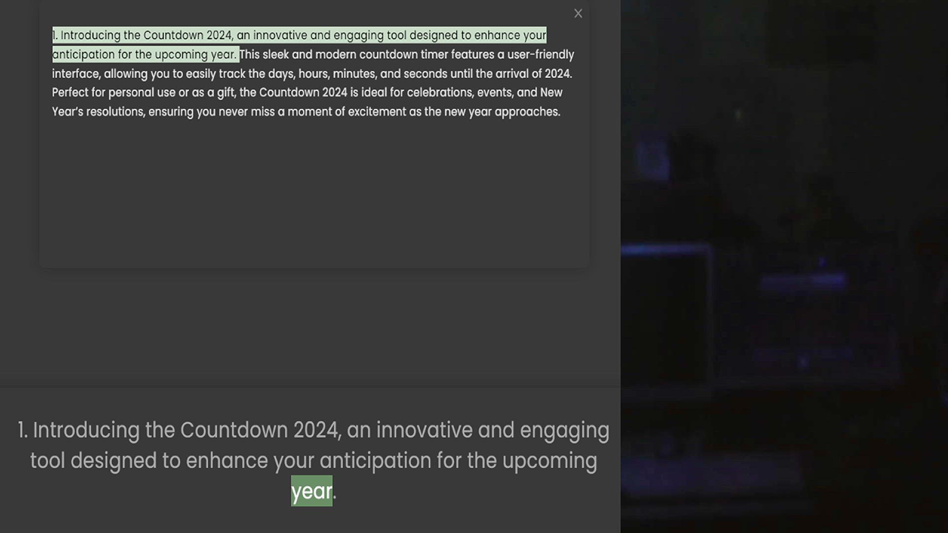 1. Introducing the Countdown 2024, an innova... | Open Video