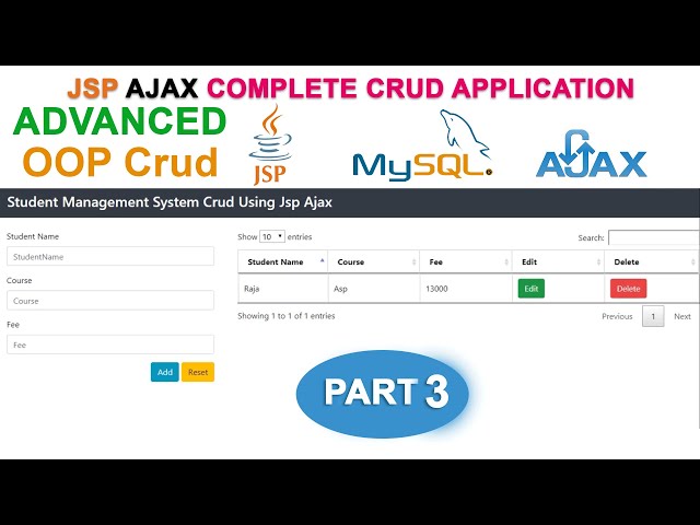 JSP AJAX OOP CRUD System Tutorial - Part 3 |... | Open Video