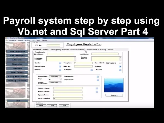 Payroll system step by step using Vb.net and Sql Server Part 4