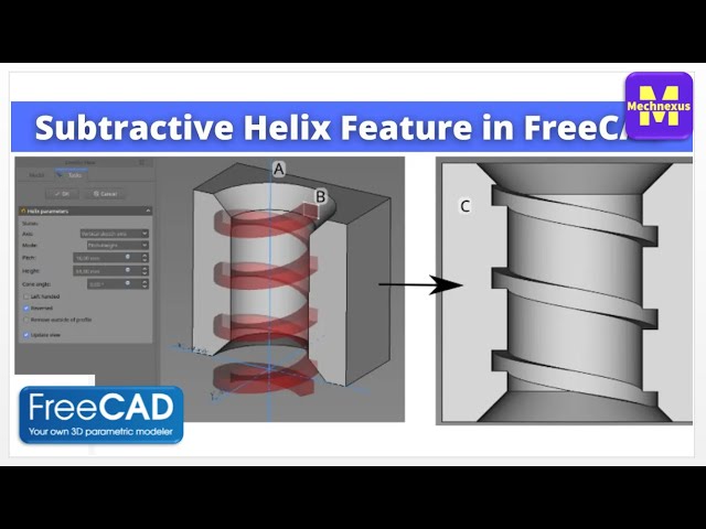 Subtractive helix feature in FreeCAD | Free... | Open Video