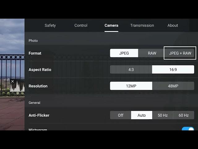 DJI Fly app Camera Settings for Photo