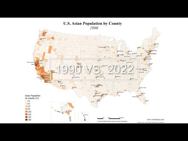 Animated Map of Asian Population Changes in the U.S. (1990-2022)
