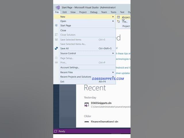 How To Create A D365 Project In Visual Studio #shorts #shortsfeed # ...