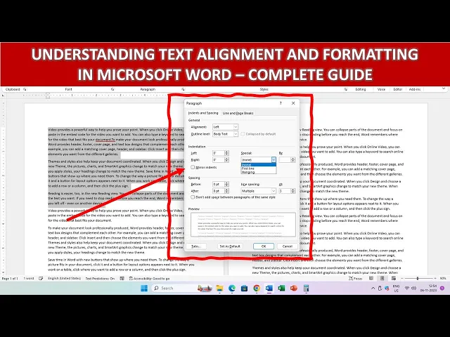 Paragraph Formatting and Text Alignments in Microsoft Word Tutorial ...