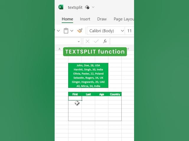 Excel TEXTSPLIT Function (In 3 Steps)| Split... | Open Video