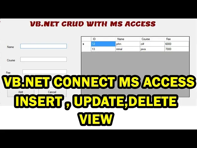 VB.net Connect to MS Access Crud|| Insert | Update | Delete | View