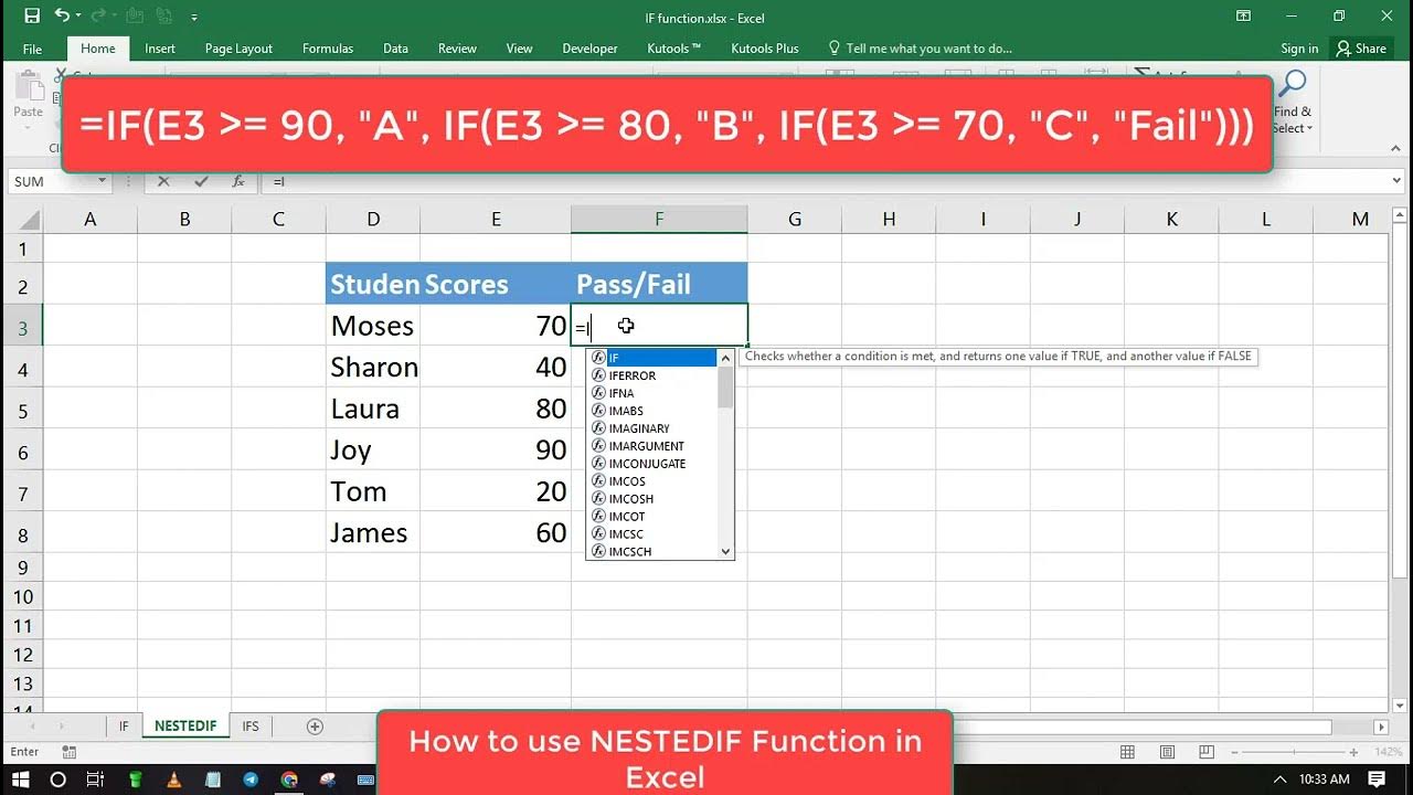 How to use IF, NESTEDIF, and IFS Functions i... | Open Video