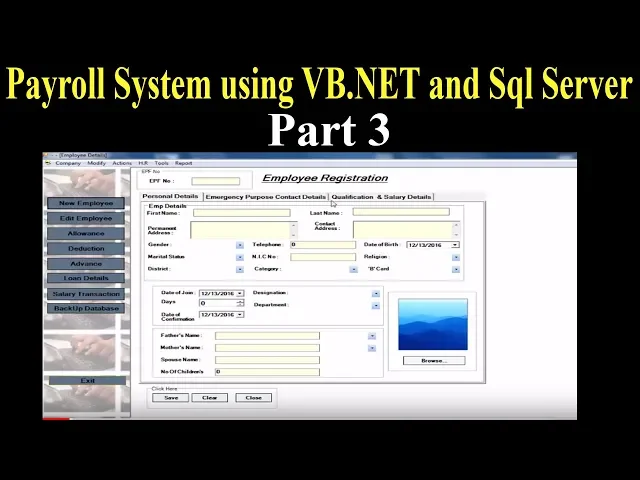 Payroll system step by step using Vb.net and Sql Server Part 3
