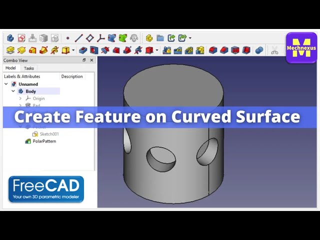 Create Feature on Curved Face in FreeCAD | F... | Open Video
