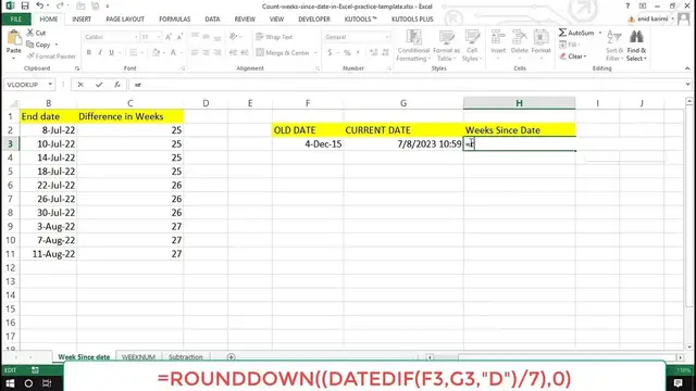 How to count weeks since date in Excel | Open Video