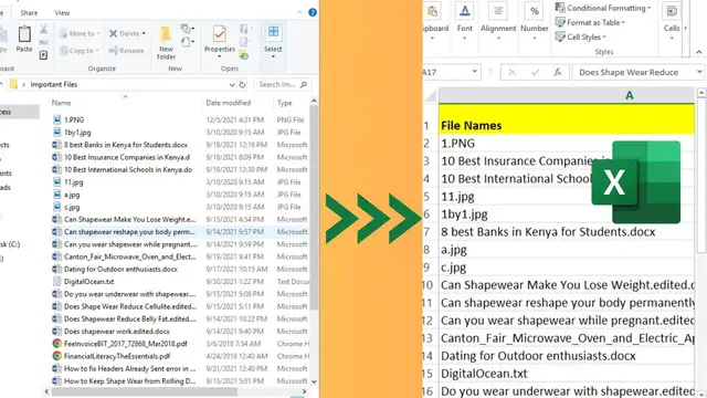 How to copy file names of a folder into Excel using CMD